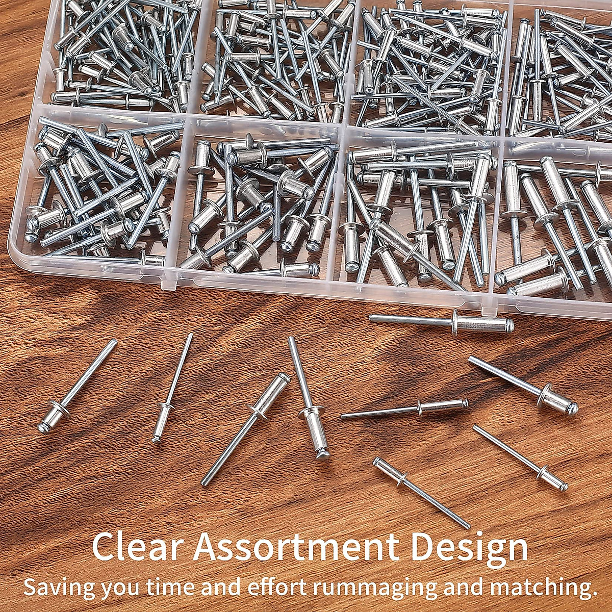 200 Pcs Pop Rivets Assortment Kit, Assorted Aluminum Blind Rivets, Metal Flange Blind Rivets for Metal, 1/8"x1/4", 1/8"x5/16", 1/8"x3/8", 1/8"x1/2", 3/16"x1/4", 3/16"x5/16", 3/16"x1/2", 3/16"x5/8"