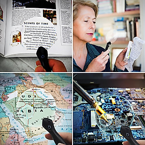 HONGUT LED Magnifier with Light, Handheld, Battery-Operated（3X &5X），Handheld，for ReadingBooks,Newspaper,Inspection (3-Pack)