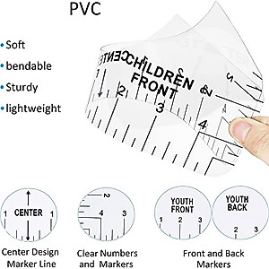 BIHRTC 8PCS T-Shirt Alignment Ruler Guide Tool to Center Designs PVC T Shirt Ruler Tshirt Ruler for Vinyl Placement Sublimation Heat Press 3pcs Sewing Fabric Pencil 1PC 60Inch Measure Tape