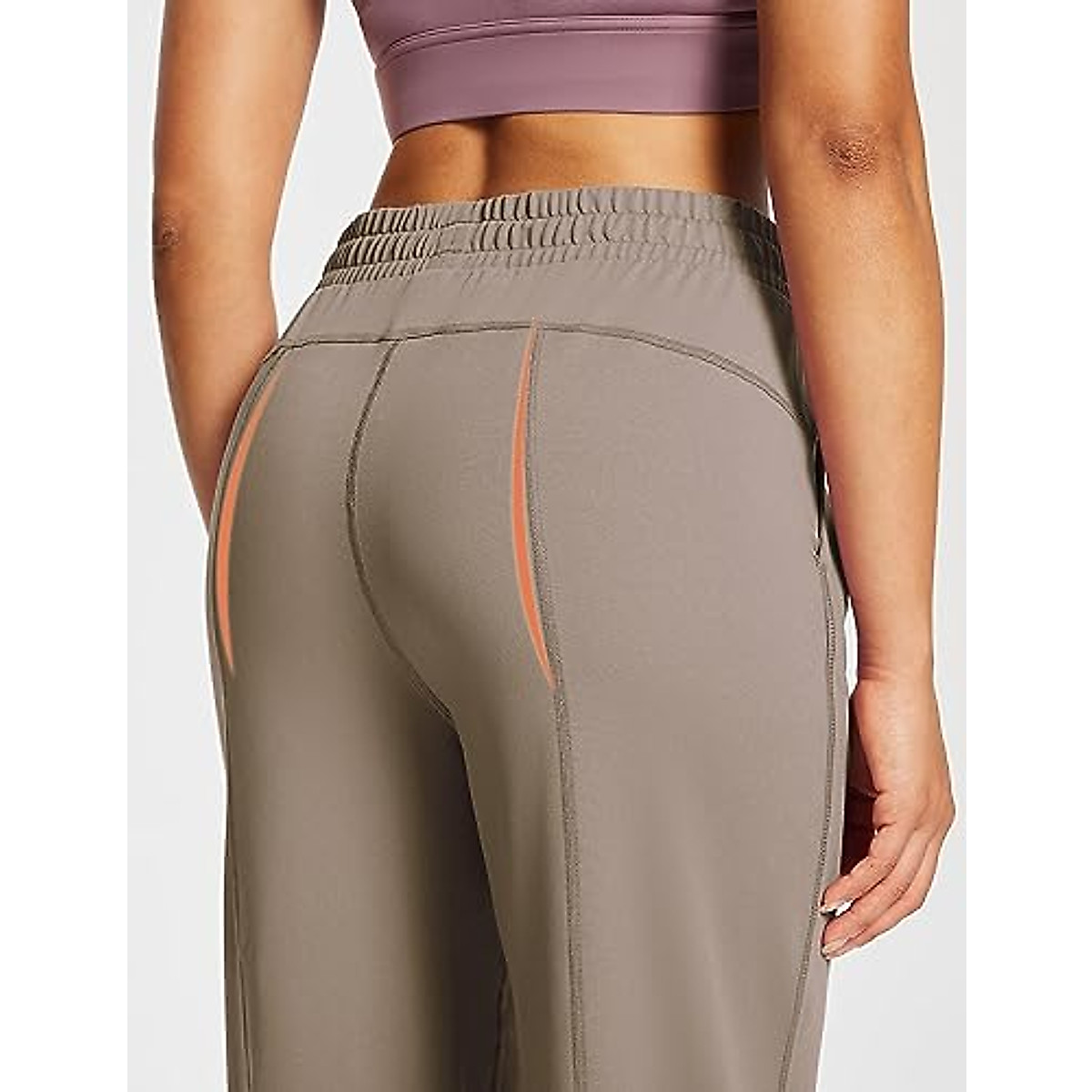 BALEAF Women's Straight Leg Sweatpants Wide Leg Athletic Lounge Pants Pockets Stretch Soft Workout Brown L