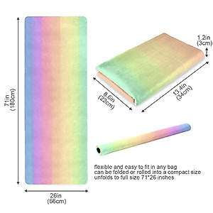 MAOBLYR Portable Folding Non-Slip Yoga Mat, 70.8 * 26 In Absorbent Exercise Sweat Fitness Pilates, Freeform Gymnastics Beach Travel Rainbow Mat