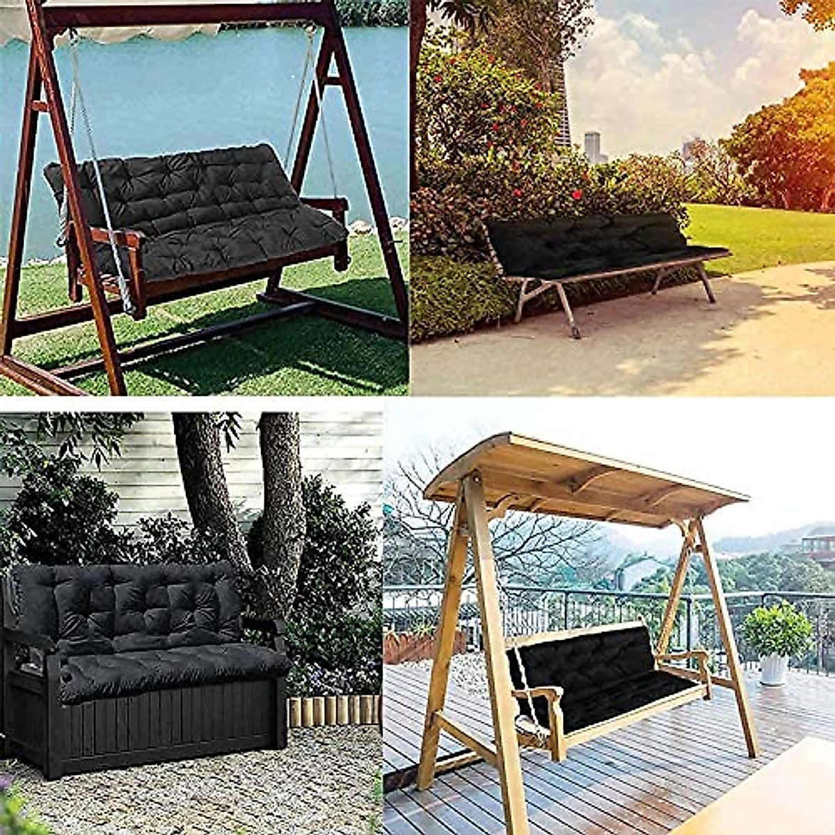 Bench Pad Cushion Replacement 2 or 3, Seat Waterproof Soft Bench Cushions with Backrest, Seat Replacement Mat Non Slip Thick Garden Bench Seat Cushion Lounger Chairs Pad for Outdoor Patio Swing