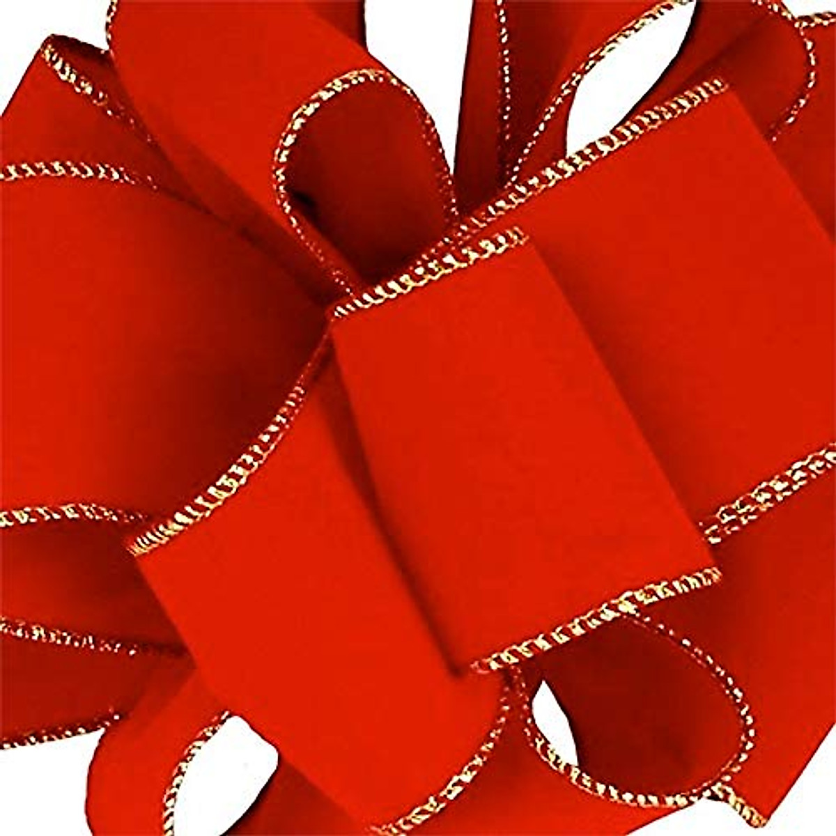Red Velvet Ribbon Velvet Christmas Ribbon Red Wired 50 Yards/2.5 (2 1/2) Inch Wide w. Gold Trim Wire-Edge: Valentine, Xmas Gift Wrap, Christmas Tree Bows / Outdoor/ Wire Ribbons for Crafts/Gifts
