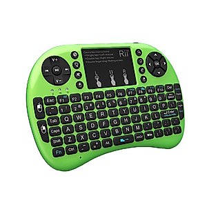 Rii 2.4GHz Mini Wireless Keyboard with Touchpad＆QWERTY Keyboard,LED Backlit,Portable Keyboard Wireless for laptop/PC/Tablets/Windows/Mac/TV/Xbox/PS3/Raspberry Pi .(i8+ Green)