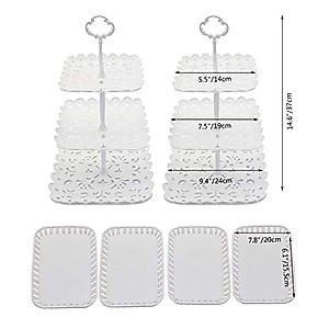 Set of 6 PCS Plastic Party Cake Stand and Cupcake Holder Fruits Dessert Display Plate Table Decoration for Wedding Birthday Party Celebration (Square)