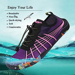 XIDISO Mens Womens Water Shoes Lightweight Quick Dry Barefoot for Swim Diving Surf Aqua Socks Sports Pool Beach Walking Yoga 6 Women/5 Men