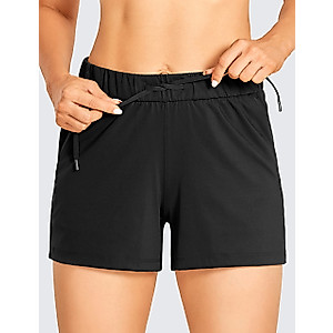 CRZ YOGA Stretch Womens Shorts 3.5'' - Athletic Workout Hiking Shorts for Summer Golf Running Shorts Pockets Dressy Casual Black-3.5'' Small