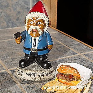 Military Garden Gnomes with Gun, Gangster Army Gnome, Say What Again Funny Gnome, War Gnome Outdoor Garden Statues, Novelty Statue for Indoor Outdoor Lawn Yard Decorations