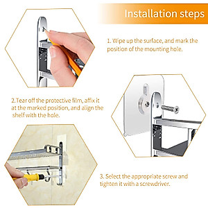 8-Set Adhesive Screws Wall Mount Hanging Nails No-Trace No Drilling Stick-on Sticky Screw with 3 Different Size Screw for Bathroom Kitchen Storage Room Tile Wall Shower Room