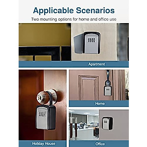 Puroma Key Lock Box, 4-Digit Combination Key Storage Lockbox, Portable Wall Mounted Security Lockbox for Home, Flats, Realtors Garage Spare Keys (1 Pack)