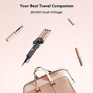 ORYNNE Small Hair Crimper, 1/2 Inch Beach Waves Curling Iron, Mini Hair Waver for Short & Long Hair, Argan Oil Infused 3 Barrel Curling Iron, Fast Heat Up Crimps Hair Iron, Light Weight & Easy to Use