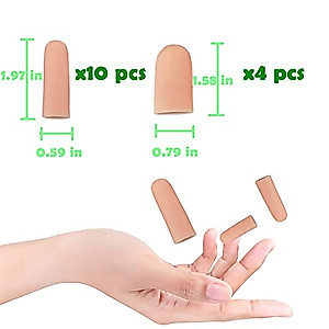 14 PCS Silicone Finger Cots, Gel Finger Protectors for Finger Tips, Soft Reusable Finger Caps Great for Trigger Finger, Hand Eczema, Finger Cracking, Finger Arthritis
