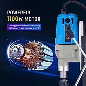 ZELCAN 1100W Magnetic Drill Press with 1.6 Inch Boring Diameter, Power Mag Drill 2700lbf Electromagnet Portable Drilling Machine for Metal Surface and Home Improvement