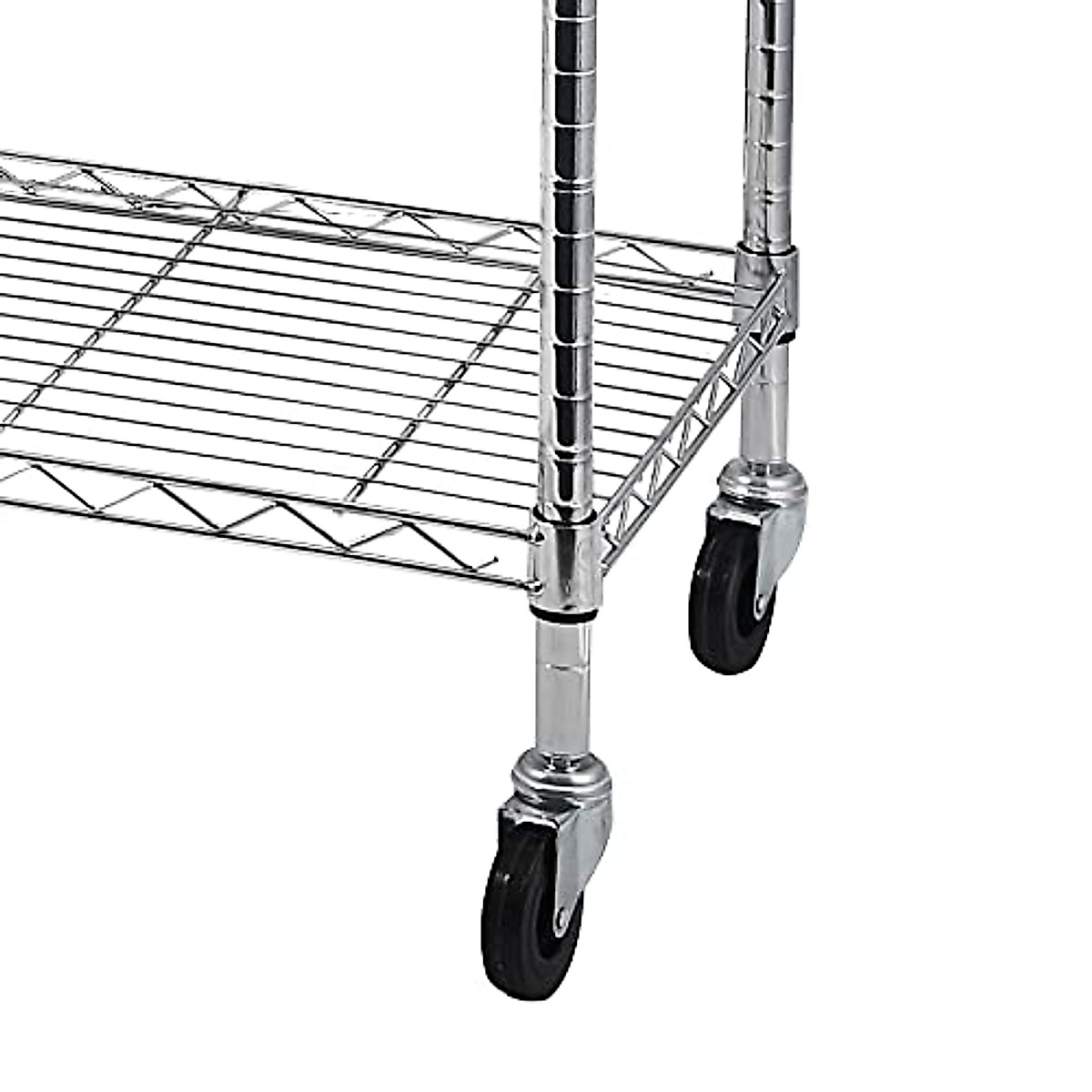 WEI WEI GLOBAL 5-Tier Heavy Duty Shelving Unit - Wire Shelving with Wheels - Metal Organizer Wire Rack - Bakers Rack - Garage Storage Shelves Organization - Standing Shelves Pantry Kitchen - Chrome
