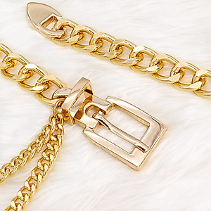 YeeHeen Chain Belt for Women Gold Multilayer Waist Chain Dress Body Chains for Girls Plus Size 130CM Gold