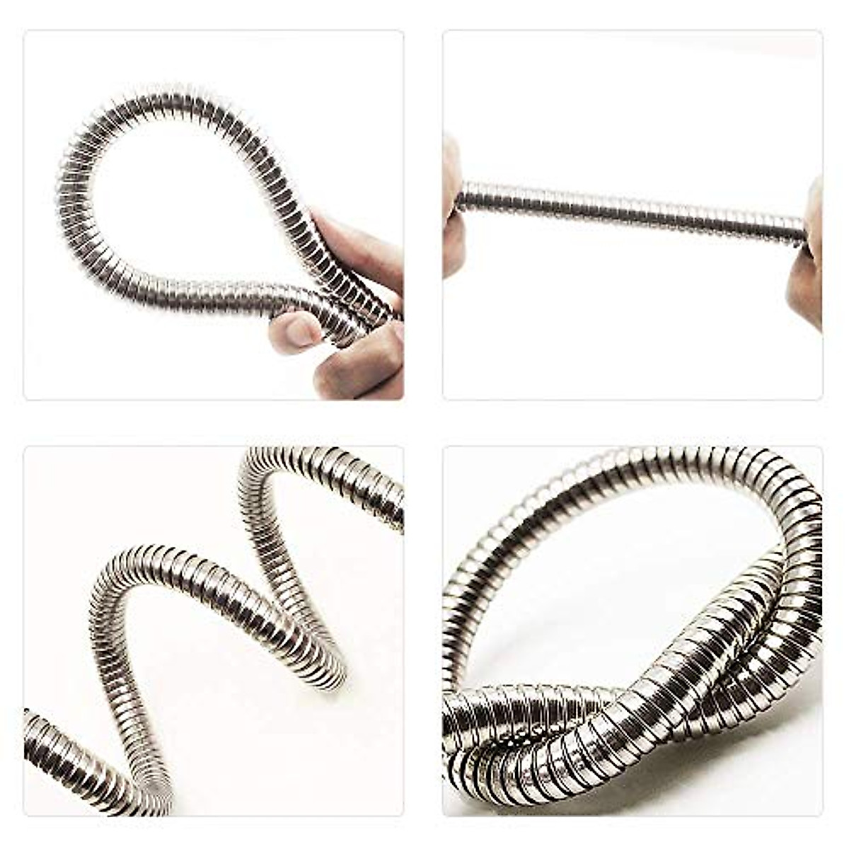 MTB 304 Stainless Steel Garden Hose 50-ft with Spray Nozzle and 3/4” Solid Aluminum Connectors, Metal Water Hose
