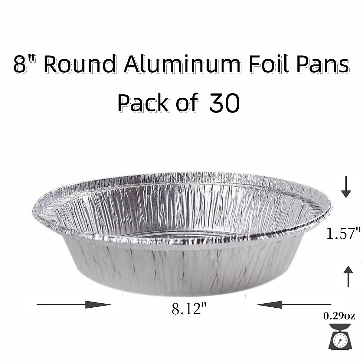 LUCKMETA 8'' Inch Round Tin Foil Pans Disposable Aluminum Pans with Clear Lids (30 Pack), Freezer & Oven Safe - For Baking, Cooking, Storage, Roasting, & Reheating, Recyclable, Pack of 30