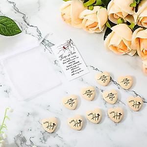 Fumete 50 Sets Funeral Gift Favors for Guests, Wooden Heart Token with Sheer Organza Bags and Red Cardinal Greeting Cards for Church Favors Christmas Family Funeral Pocket Hug Gifts