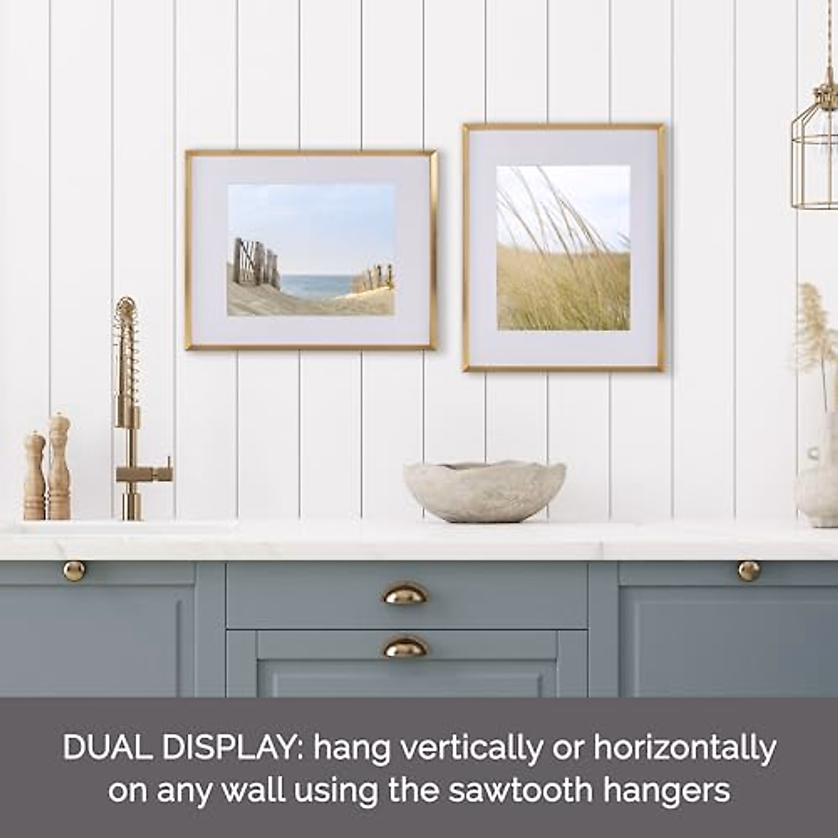 Mikasa Metal Portrait Frame, Displays 11x14 Photo with Mat, 16x20 without Mat, Gold