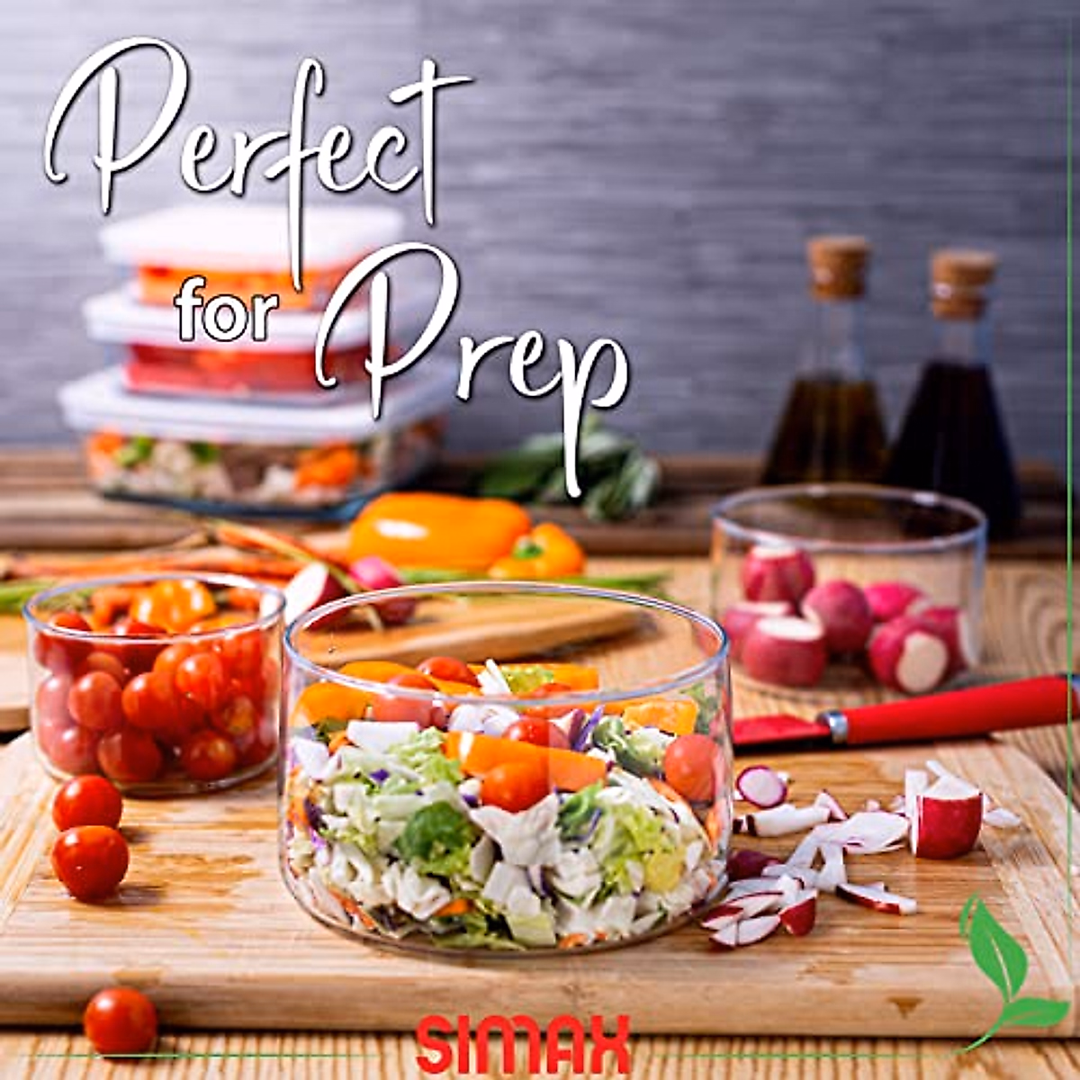 Simax Round Glass Containers With Lids: Borosilicate Glass Food Storage Containers With Lids Airtight - Glass Lunch Containers For Adults - Meal Prep Container Glass - Food Prep Containers Glass 3 Pcs