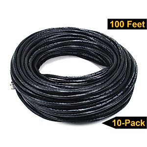 iMBAPrice 15' Cat5e Network Ethernet Patch Cable, 10 Pack, Black (IMBA-CAT5-15BK-10PK)