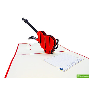 Guitar, Pop Up Card, 3D Popup Greeting Cards, for Birthday, Valentine's Day, Mothers Day, Spring, Fathers Day, Graduation, Wedding, Anniversary, Thank You, Get Well, All Occasion | 7" x 5"