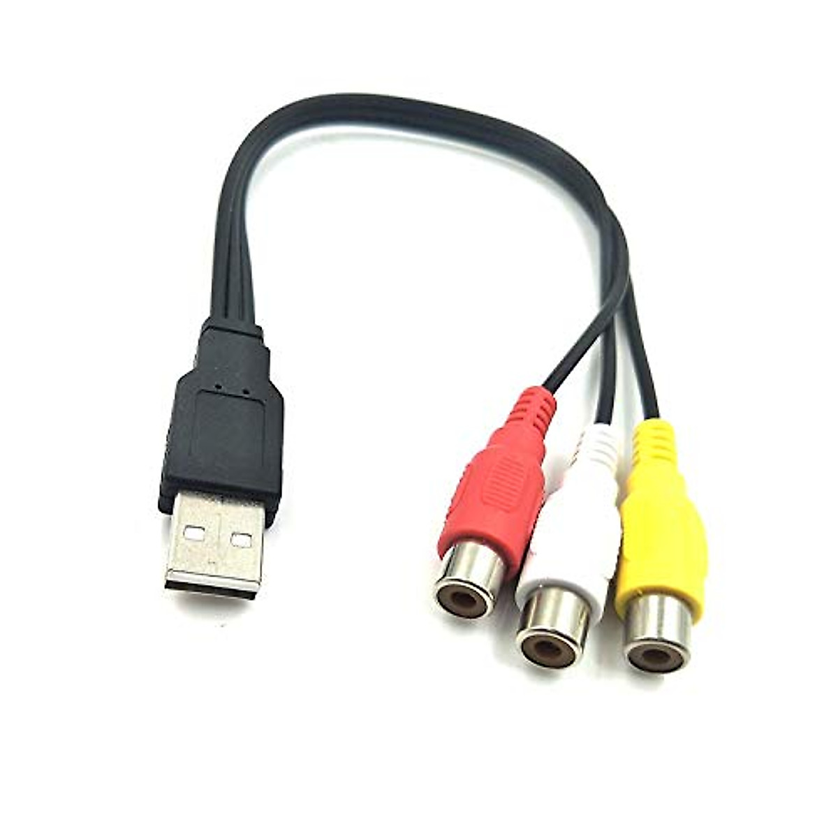 Halokny USB to 3 RCA Cable, 8 inch USB 2.0 A Female to 3RCA Male Audio Video Capture Card AV Composite Adapter Cable (USB M/3RCA F)