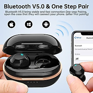 Active Noise Cancelling Wireless Earbuds Picun v5.0 Bluetooth Headphones Touch Control Premium Hifi Stereo in-Ear Wireless Headphones with HD Mic, IPX5 Waterproof, Mono/Twin Mode for Sport Workout Gym