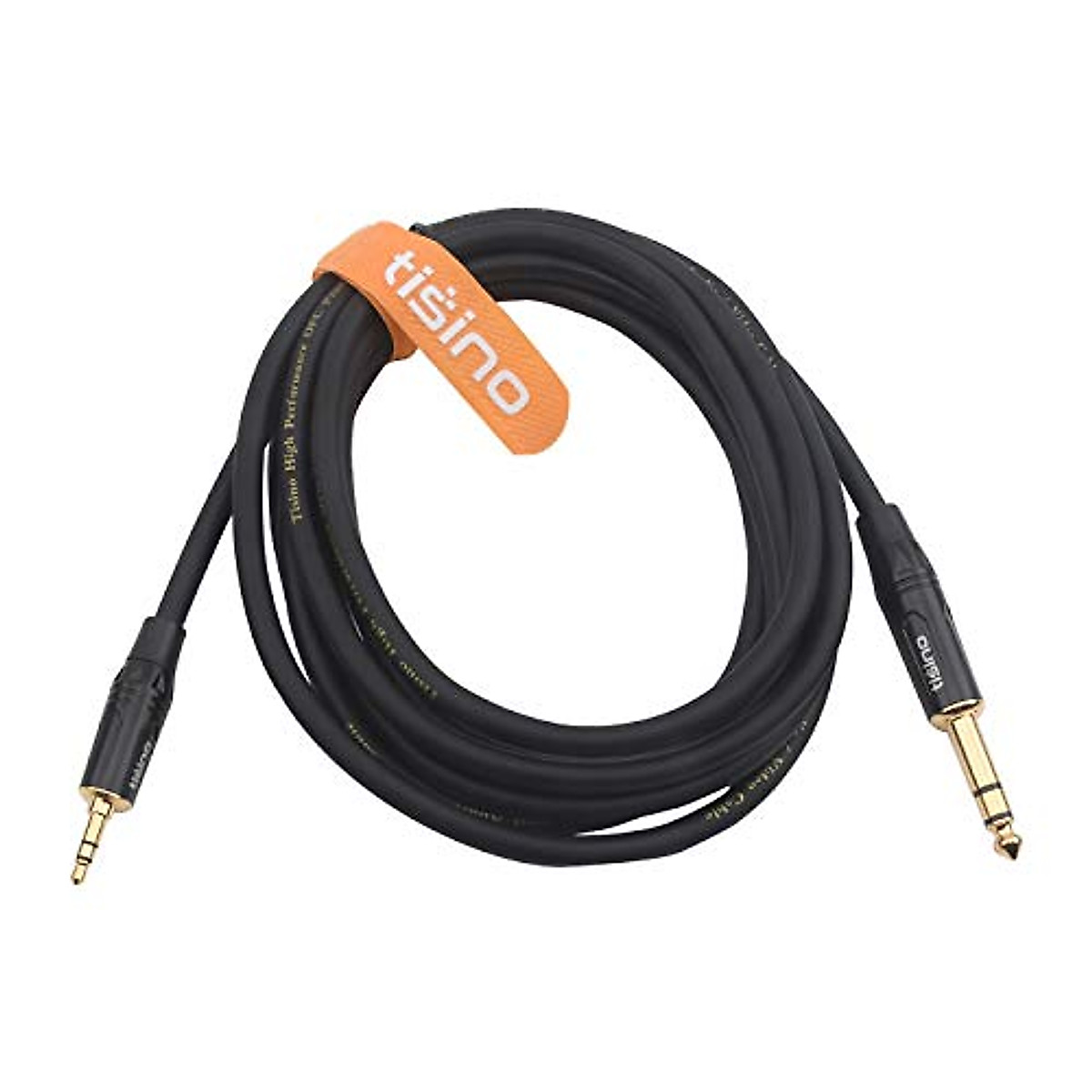DISINO 1/8 to 1/4 Stereo Cable, Heavy Duty 3.5mm Mini Jack TRS to 6.35mm Jack TRS Audio Interconnect Path Cord Lead - 6.6 feet
