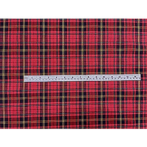 AMORNPHAN 60 Inch Plaid Scottish Traditional Pattern Tartan Motif Printed 100% Woven Cotton Fabric for Clothing Tablecloth Decorative Sewing Arts Crafts Upholstery and Home Accents for 1 Yard (Red)