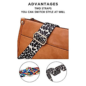 AUYOCO Vegan Leather Crossbody Bags for Women, Crossbody Purse with 2 Guitar Straps Zipped Pockets Handbag Shoulder Bag