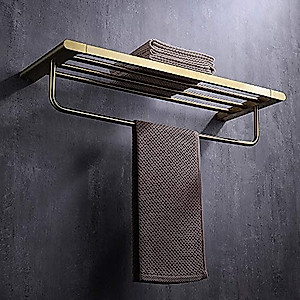 Towel Rack 304 Stainless Steel Towel Bar Brushed Gold Towel Rails Heavy Duty Towel Holder Wall Mounted Towel Storage Rack for Bathroom, Kitchen, Hotel, Screw Installation