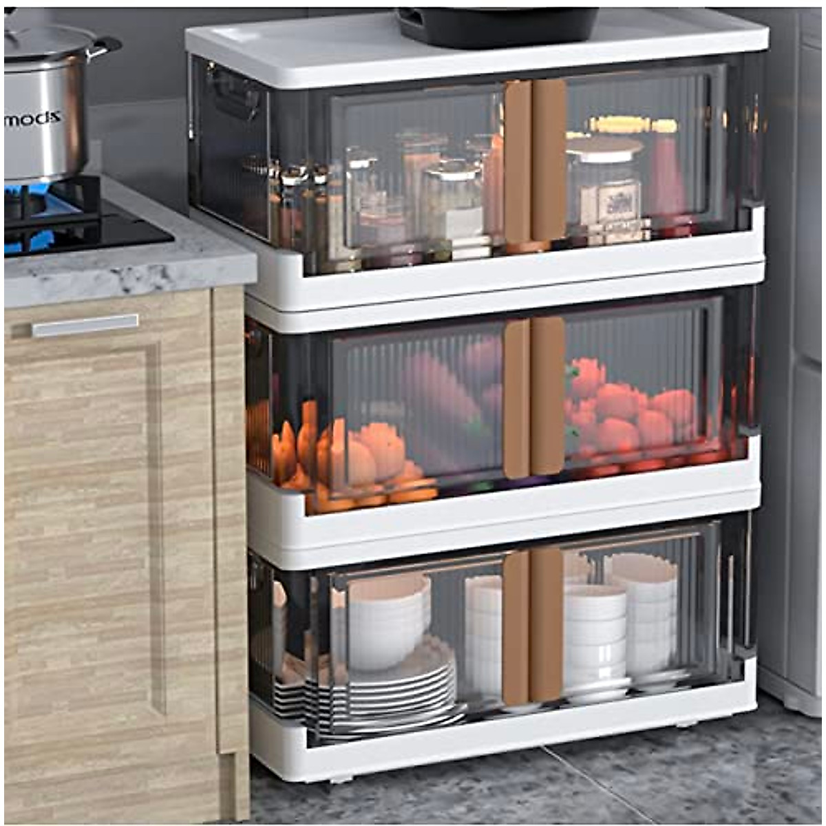 Foldable STORAGE BOXES/Storage box with lid, Stackable Under bed Storage Container, Plastic storage bins with lids/ Open containers with wheels, Large container