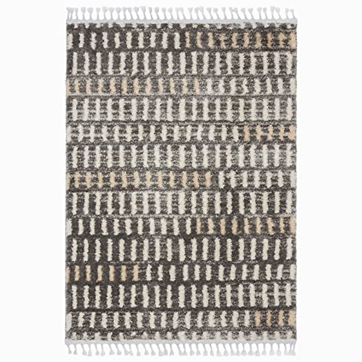 Home Dynamix The Spruce Marcella Louise Geometric Stripe Shag Area Rug, Gray/Ivory, 7'10"x10'5" Rectangle