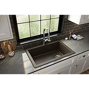 Karran QT-670 Drop-In Quartz Composite 33 in. 1-Hole Single Bowl Kitchen Sink in Brown