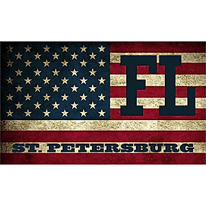 (x3) 2x3 inch Stickers | Reflective St. Petersburg FL Florida Pinellas County Vintage US Flag Sticker Graphic - Construction Toolbox, Hardhat, Lunchbox, Helmet, Mechanic, Luggage