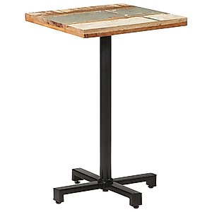 YPWRENH Adjustable Swivel Table Bar Table Bistro Table Square 19.7"x19.7"x29.5" Solid Reclaimed Wood for Dining Room, Kitchen or Living Room