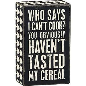 Primitives by Kathy 23265 Diamond Print Trimmed Box Sign, 3 x 5-Inches, Cereal