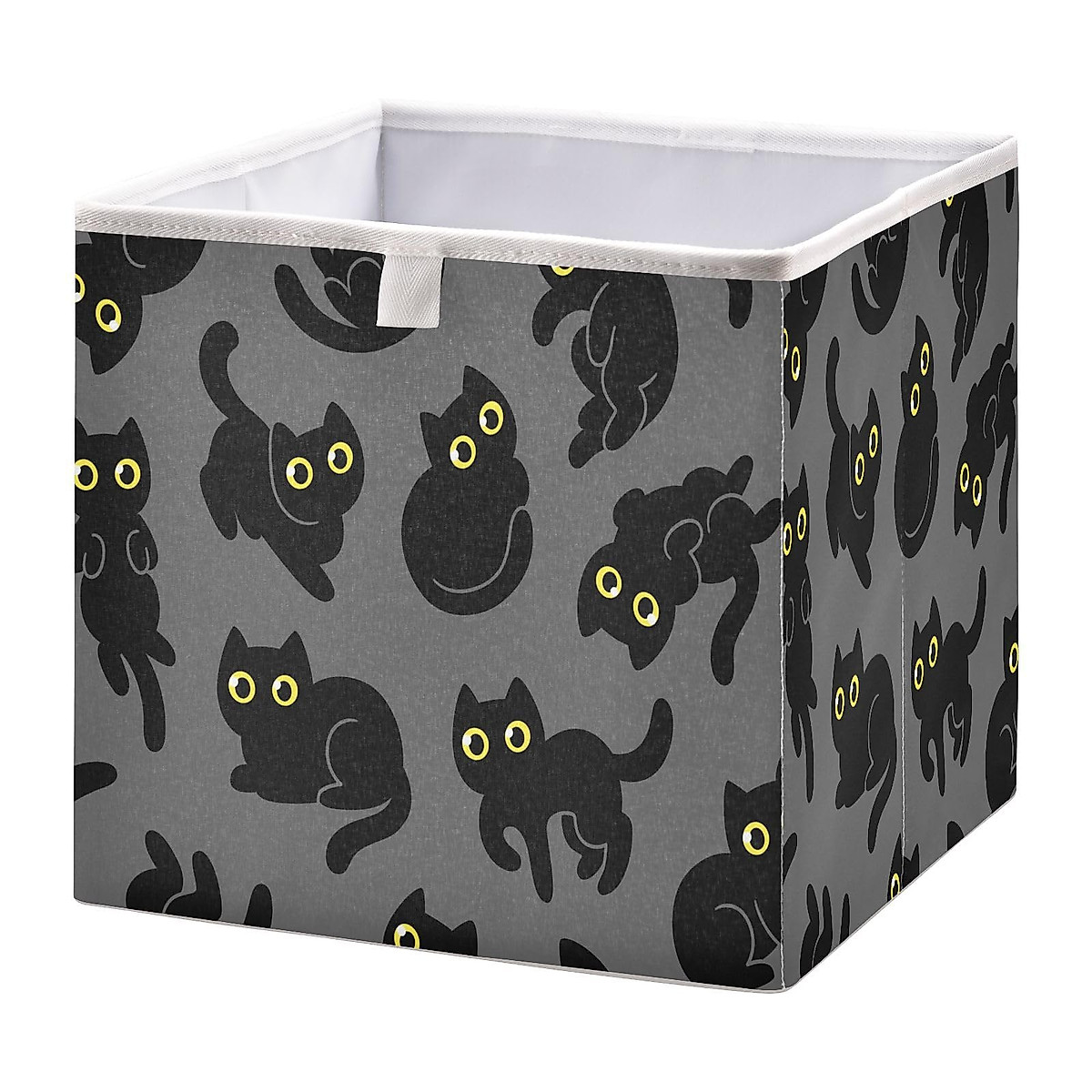 Takiito Black Cats Storage Cube with Handles, Foldable Fabric Storage Bin Foldable for Closet Shelf, 11x11x11 in
