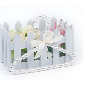 littlefall Dog Cat Pet Clothes Hanger Plastic Pearl Beaded Bow Clothes Dress Coat Hangers Closet Coat Storage Organizer Dry Rack 5 Pcs (White)