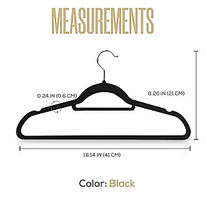 Utopia Home Premium Velvet Hangers 50 Pack - Non-Slip Clothes Hangers with Tie Bar - Black Hangers - Standard Hangers with 360 Degree Rotatable Hook - Heavy Duty Coat Hangers