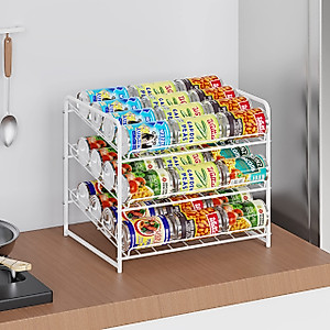 Simple Trending Can Rack Organizer, Stackable Can Storage Dispenser for Kitchen Cabinet or Pantry, White