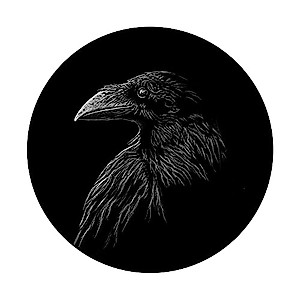 Mystical black raven illustration crow artwork PopSockets Swappable PopGrip