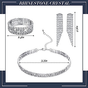 Jadive 4 Pcs Rhinestone Clutch Purses for Women Evening, Prom Purse Sparkly Bag Diamond Purse Handbag Glitter Evening Bag Jewelry Set for Formal Prom Parties Cocktail Banquet Wedding (Silver)