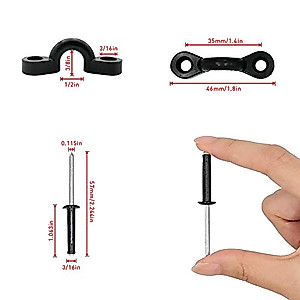 SPORBA Kayak Pad Eye Kit, Expanded Deck Rigging Kit with 5PCS Deck Loops Tie Down Hooks 26PCS Tri-Grip Rivets and 4PCS Cord End Hooks Kayak Replacement Parts for Kayaks Canoes Boats