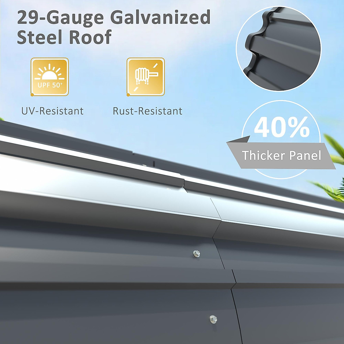 MUPATER 10' x 15' Heavy Duty Metal Carport Kit for Outdoor, Garage Car Shelter Shade with Metal Roof, Frame & Bolts for Car, Truck, Grey