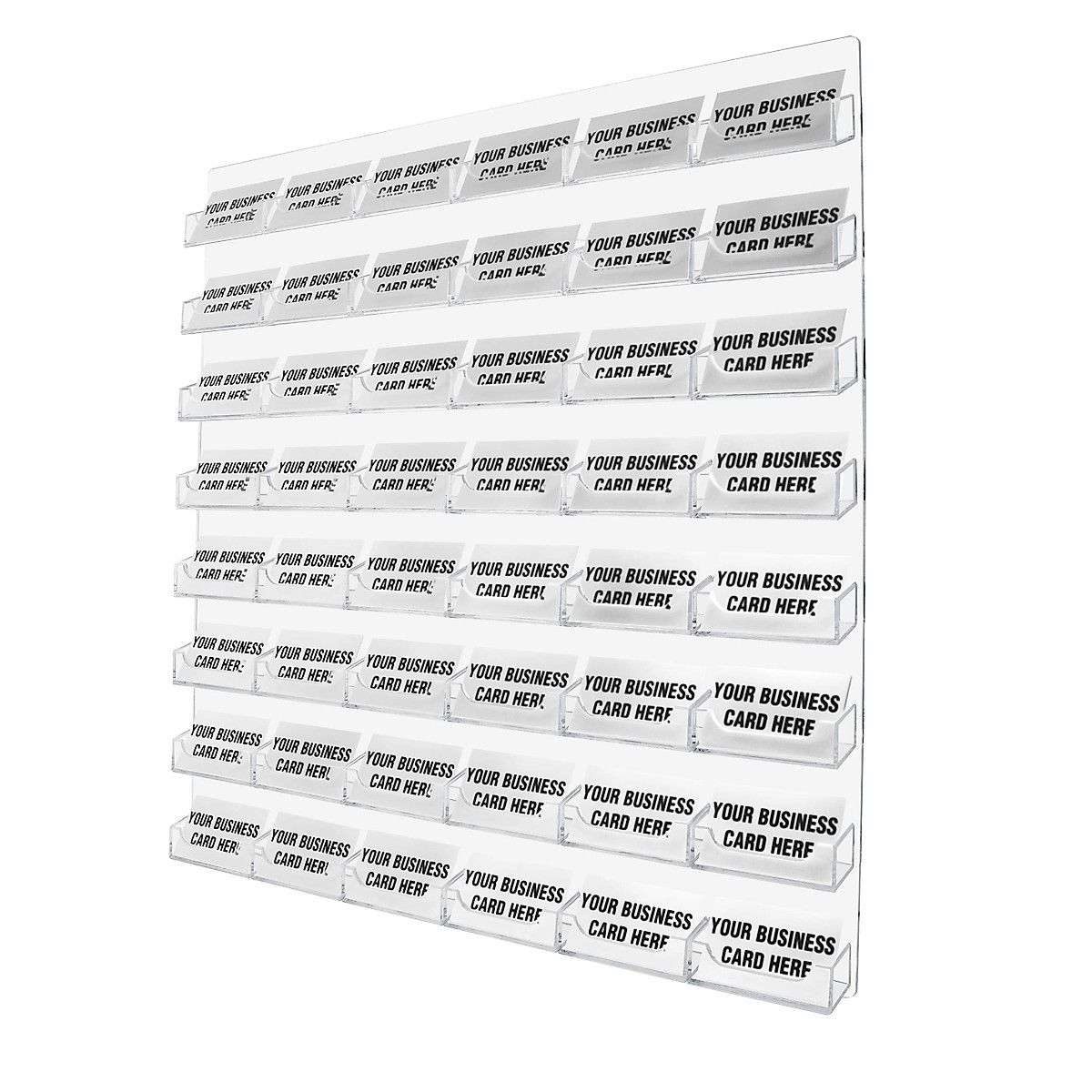 Wall Business Card Holder with Hanging Hardware for 3.5" x 2" Contact or Appointment Cards Trade Show Expos Real Estate Retail Stores 48 Pocket Clear Acrylic One Piece by Marketing