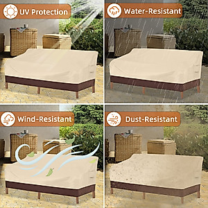 QIANG KUN patio furniture covers waterproof,3-Seater outdoor sofa cover 600D Heavy Duty covers for outdoor furniture (62*39*35")