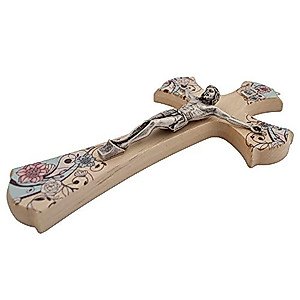 Wooden Wall Crucifix | Choose from 5 Beautiful Designs | Great Christian Gift for Weddings and Housewarmings | Home Goods | Made in Italy (8.5" Floral Cross)