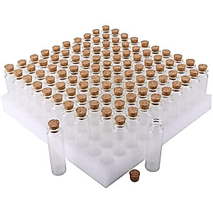 MaxMau Small Glass Bottles with Cork Stoppers,100pcs Tiny Jars Mini Glass Vials 20ml for DIY Art Craft Storage Wedding Favors